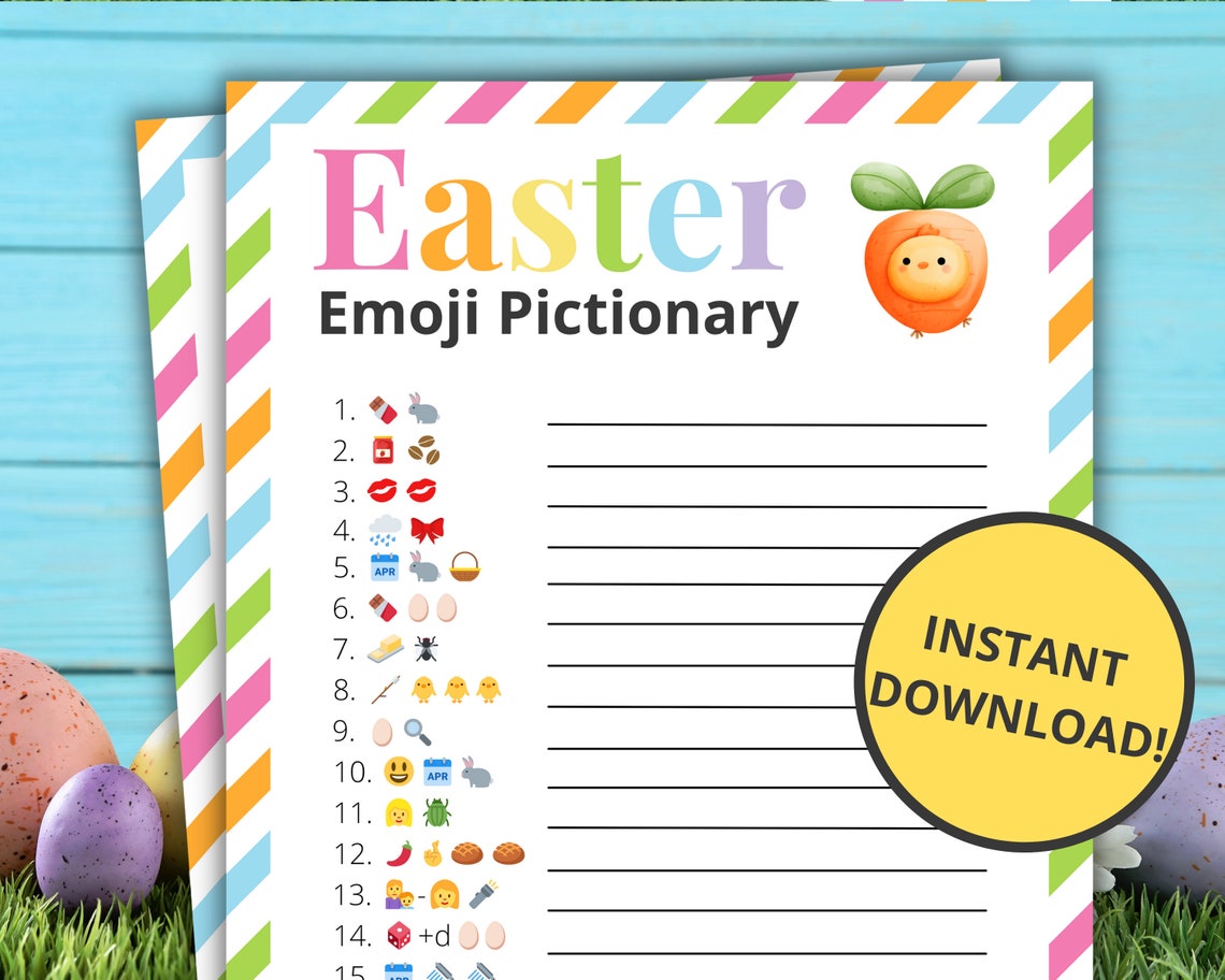 Easter Emoji Pictionary Printable Easter Game Easter - Etsy