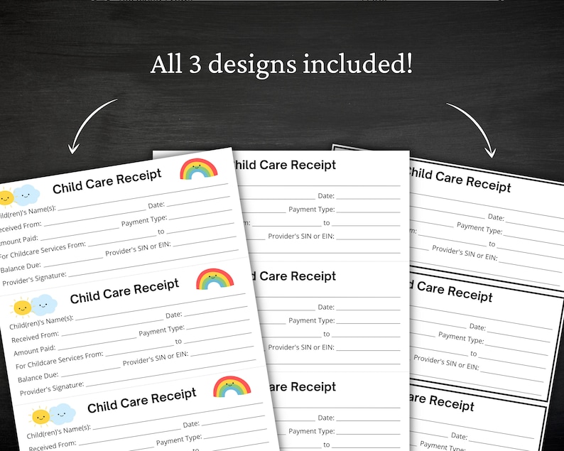 Child Care Receipt | Child Care Payments | Printable Receipt for ...