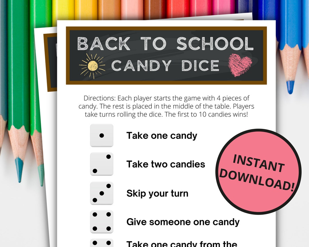 Back to School Candy Dice Game | First Day of School Game | Icebreaker ...