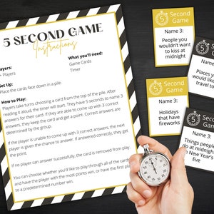 New Year's Eve 5 Second Game | Printable New Year's Game | New Year's ...