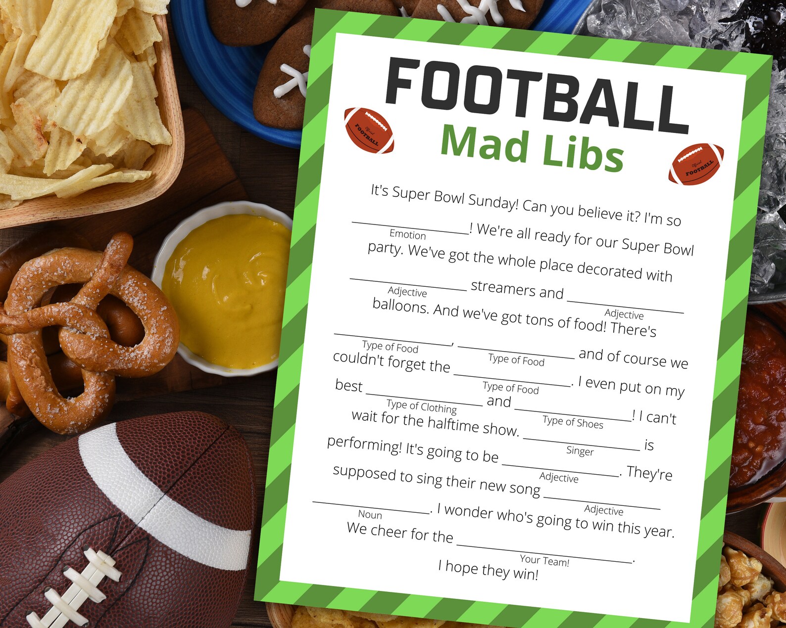 Football Mad Libs | Printable Football Game | Football Activity for ...