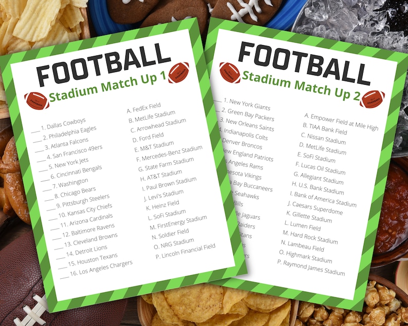 Football Stadium Matchup Printable Football Game Football - Etsy