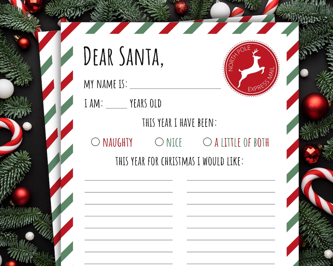 Letter to Santa Claus | Christmas Wish List | Christmas Printable for ...