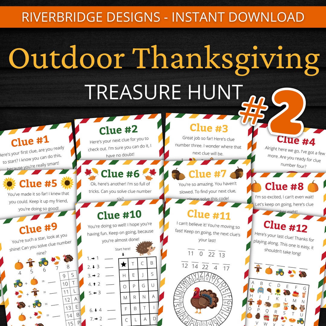 Outdoor Thanksgiving Treasure Hunt #2 for Older Kids | Thanksgiving ...