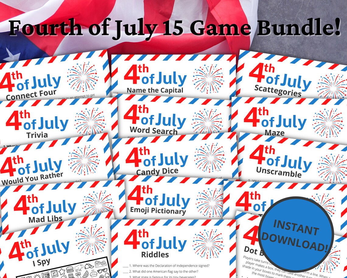 Fourth of July Game Bundle Printable Fourth of July Games - Etsy