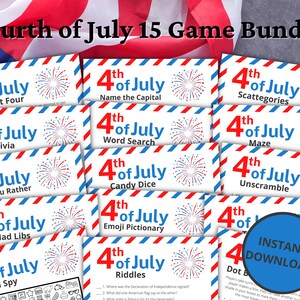 Fourth of July Game Bundle Printable Fourth of July Games and ...