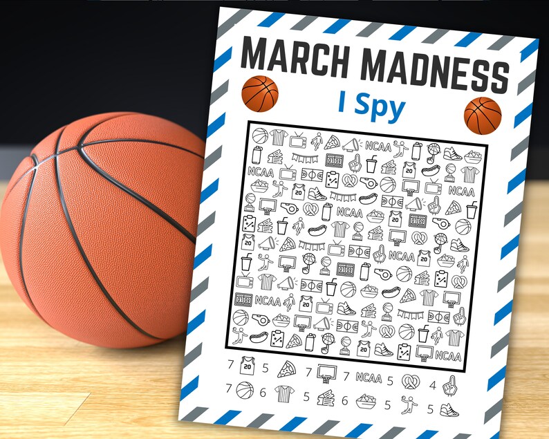 March Madness I Spy Printable March Madness Game for Kids | Etsy