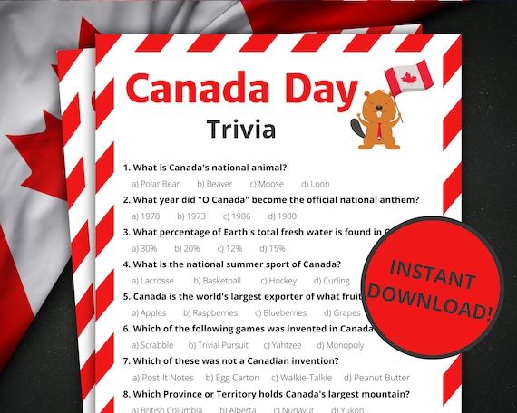 Canada Day Trivia Printable Canada Day Game Canada Day - Etsy