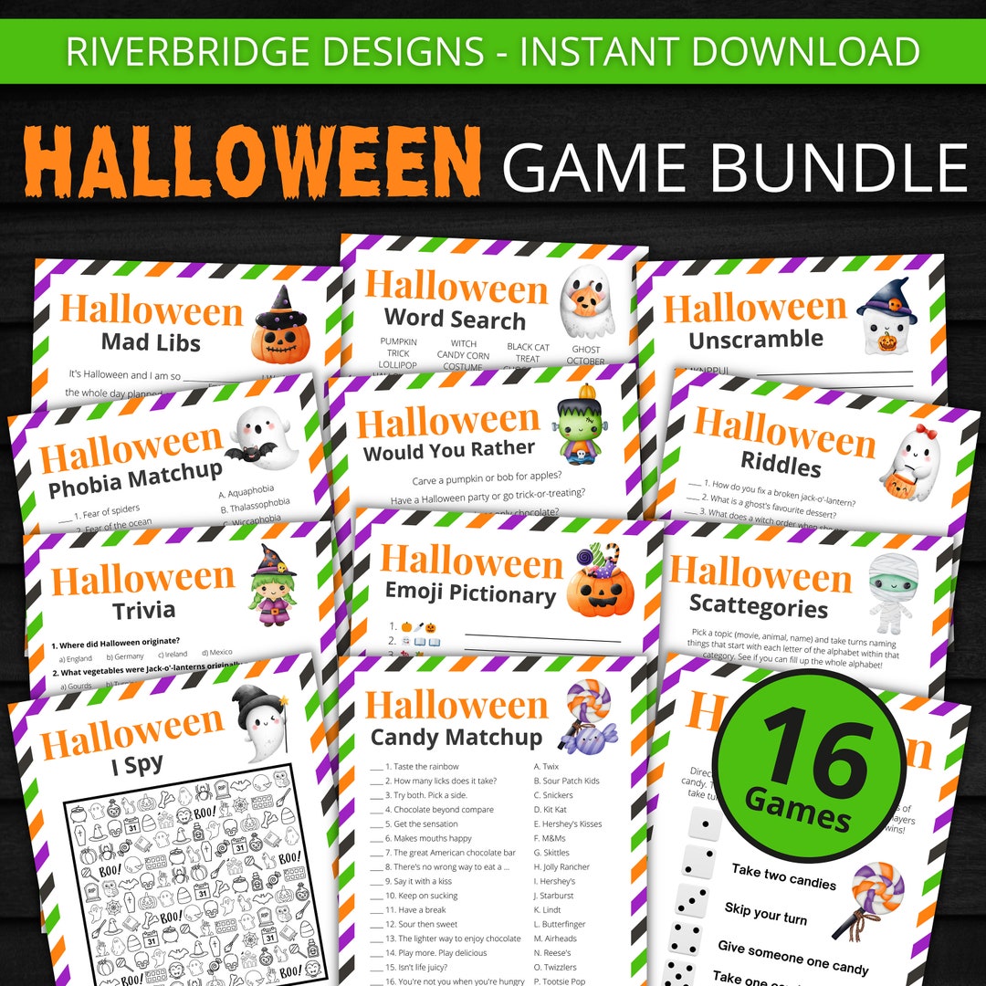 Halloween Game Bundle | Printable Halloween Games for Kids and Adults ...