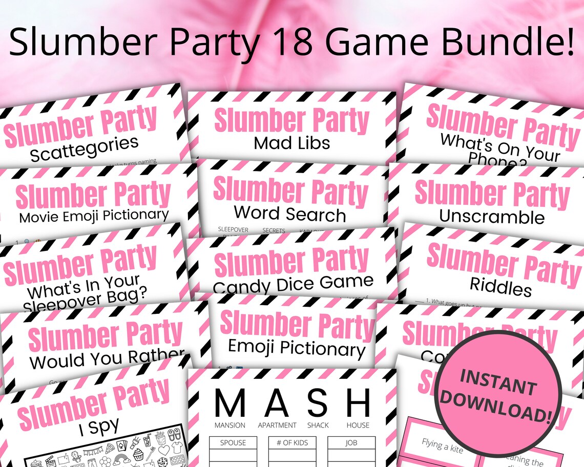 Slumber Party Game Bundle Printable Sleepover Games for Kids | Etsy