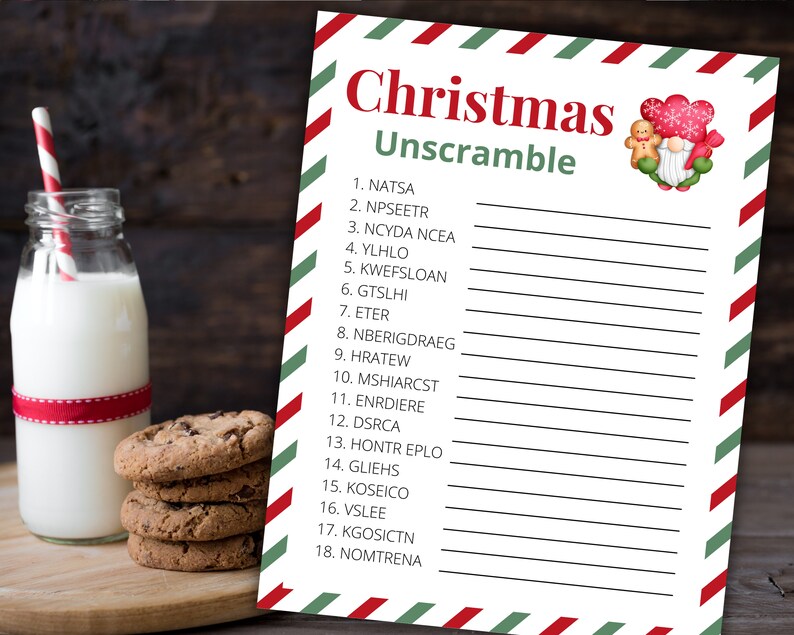Christmas Unscramble Game | Printable Christmas Game | Christmas ...