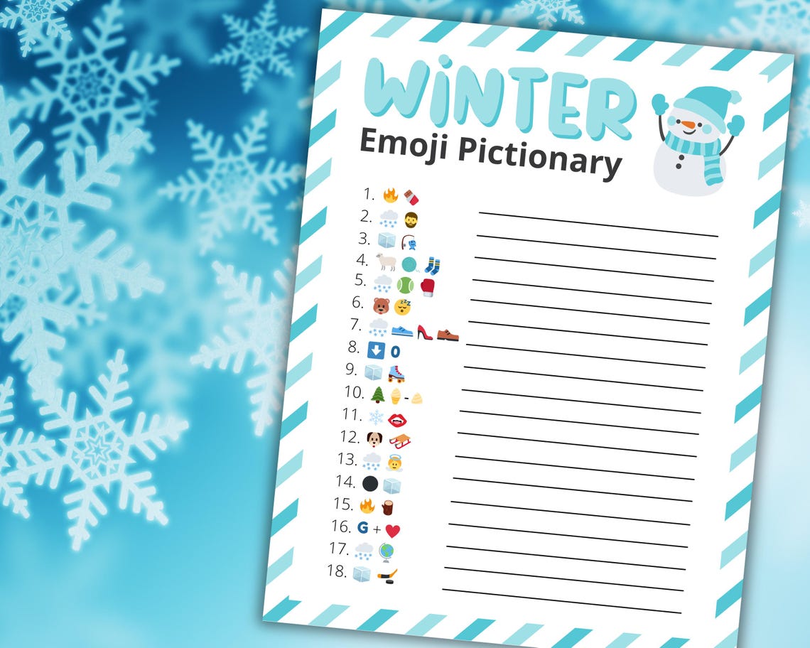Winter Emoji Pictionary | Printable Snow Day Activity for Kids and ...
