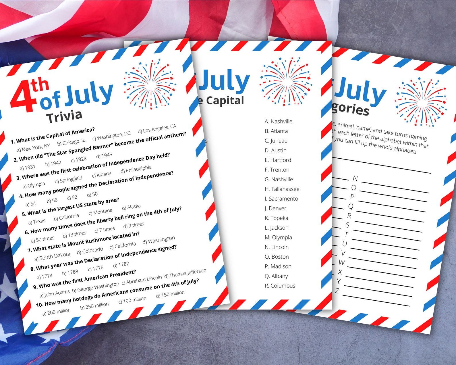 Fourth of July Game Bundle Printable Fourth of July Games - Etsy