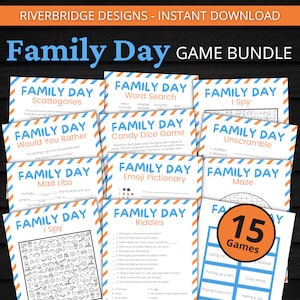 Family Day Game Bundle | Printable Family Day Games and Activities for ...