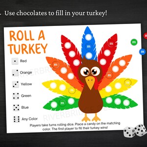Roll A Turkey Dice Game | Printable Thanksgiving Game | Fall Activity ...