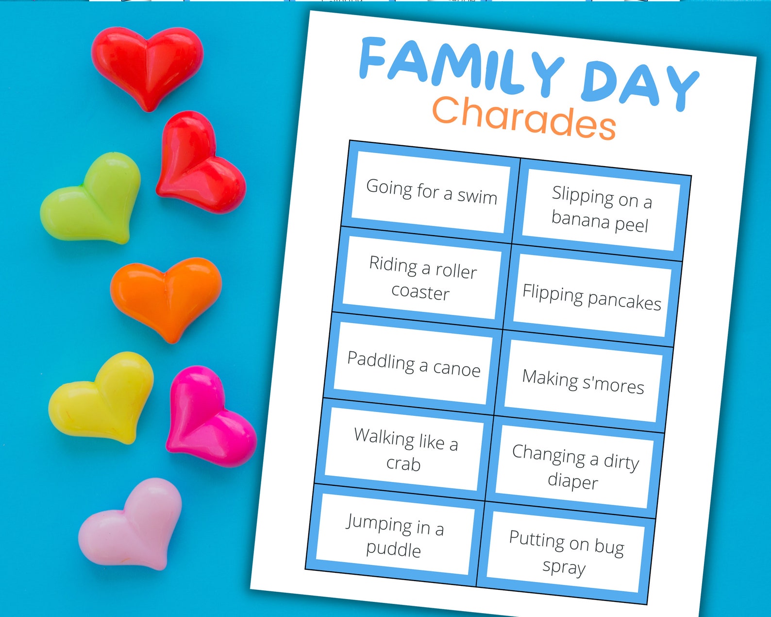Family Day Charades Printable Family Day Game Family Day - Etsy