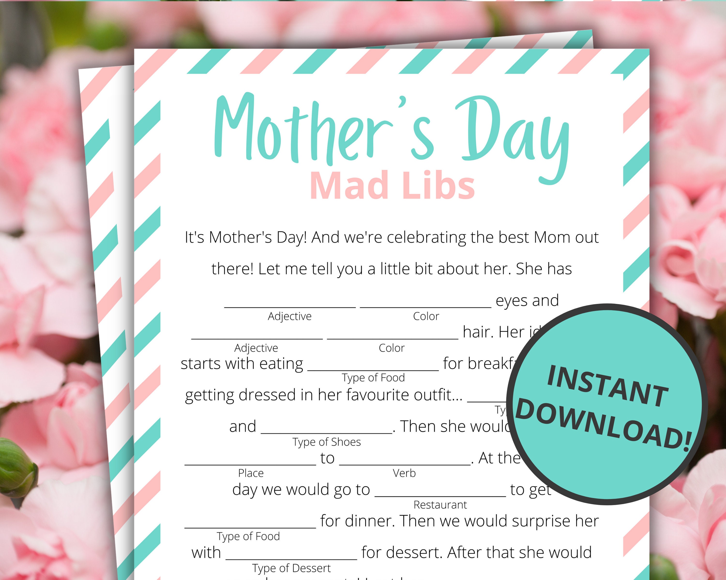 Mother's Day Mad Libs Printable Mother's Day Games - Etsy Canada