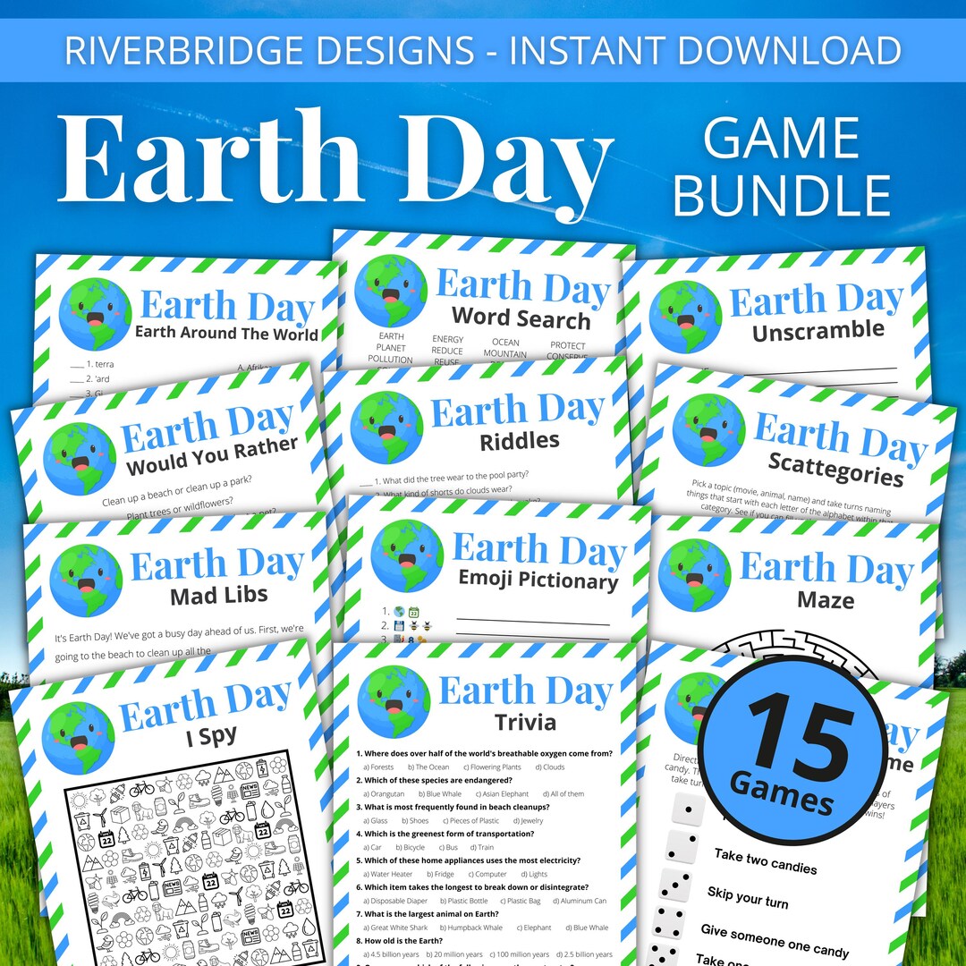 Earth Day Game Bundle | Printable Earth Day Games for Kids and Adults ...