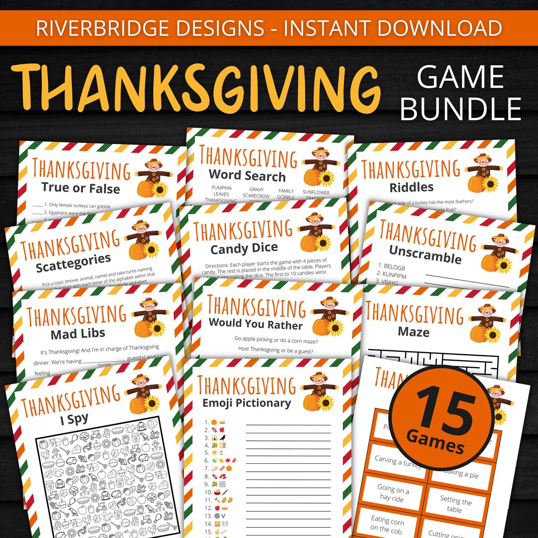 Thanksgiving Game Bundle | Printable Thanksgiving Games for Kids and ...