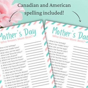 Mother's Day Who Knows Mom Best Printable Games for Kids and Adults ...