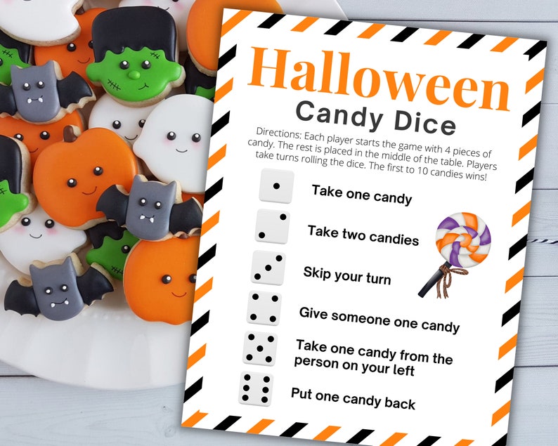 Halloween Candy Dice Game | Printable Halloween Game | Halloween ...
