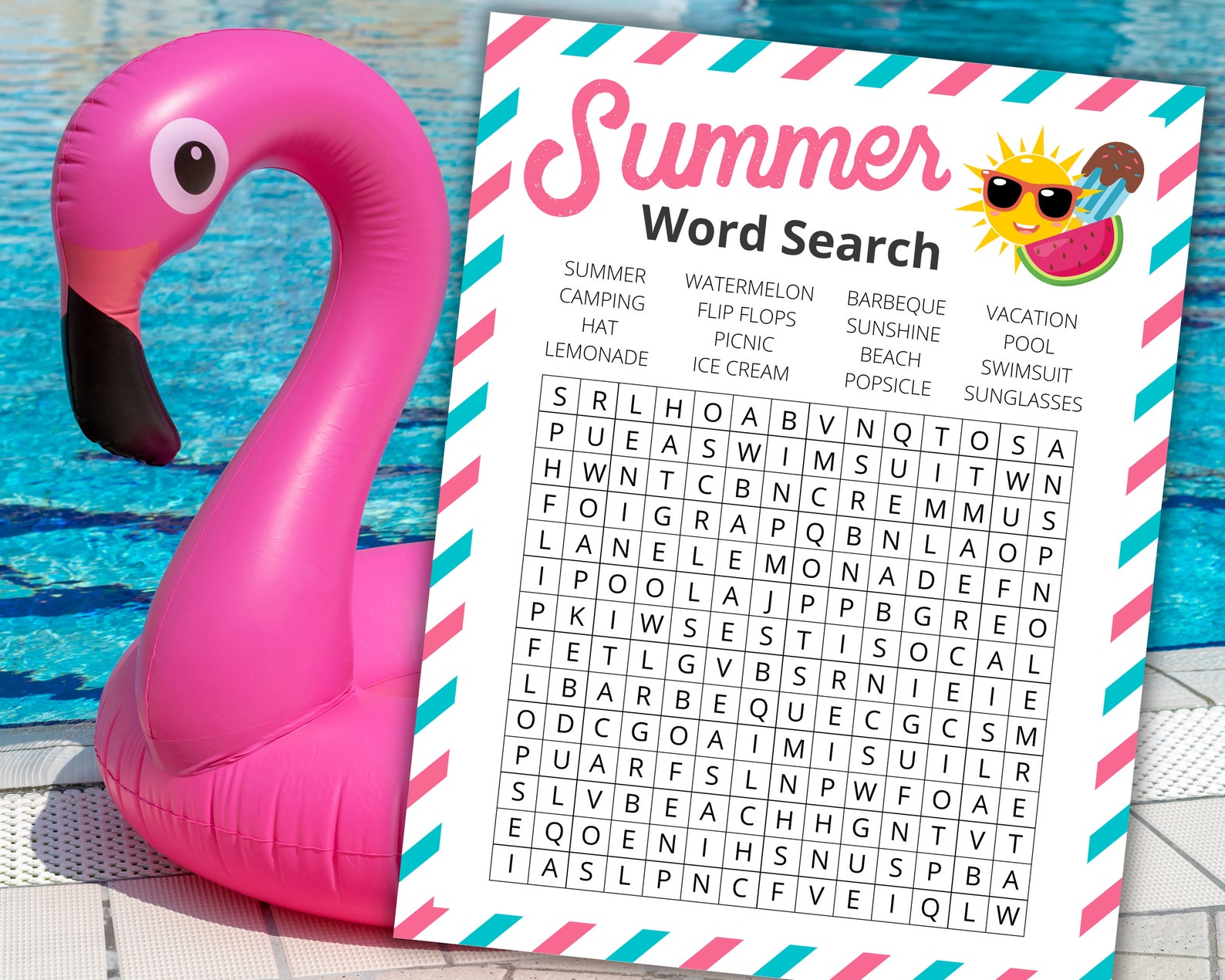 Summer Word Search Printable Summer Game Summer Activity - Etsy