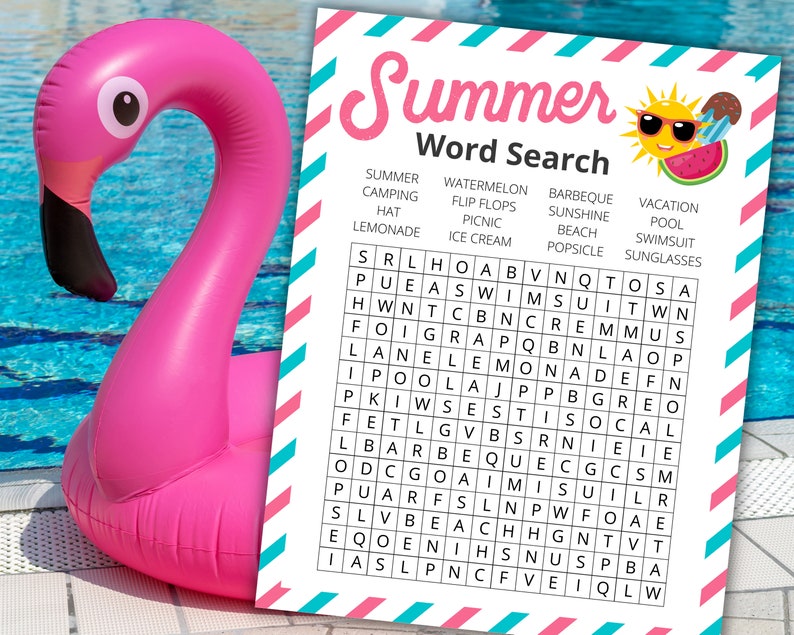 Summer Word Search Printable Summer Game Summer Activity - Etsy