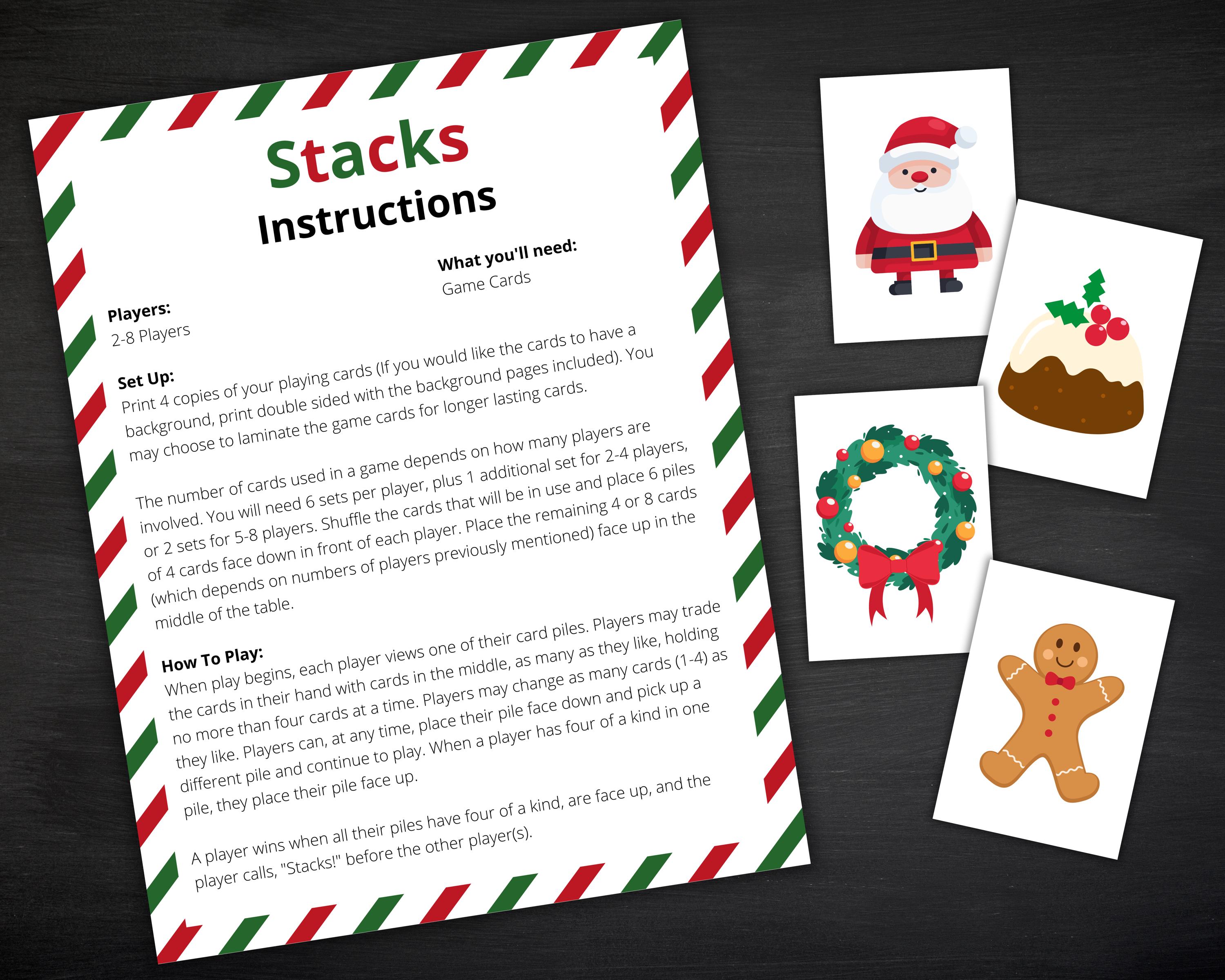 Christmas Stacks | Printable Christmas Card Game | Christmas Activity ...