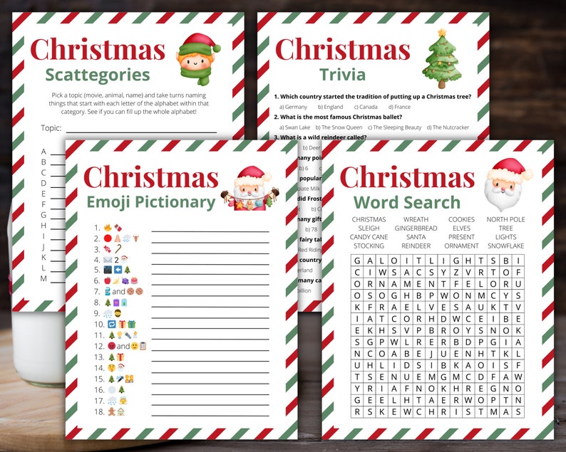 Christmas Game Bundle | Printable Christmas Games for Kids and Adults ...