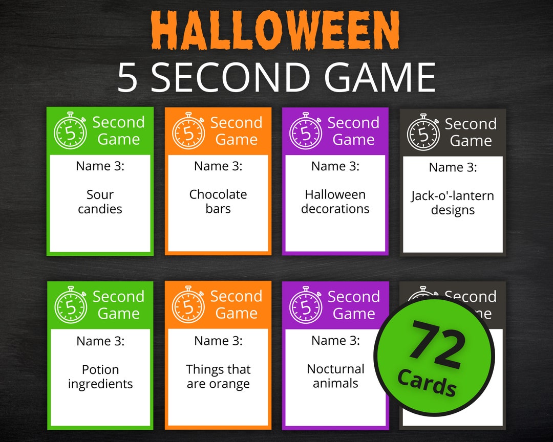 Halloween 5 Second Game Printable Halloween Game Halloween Activity for ...