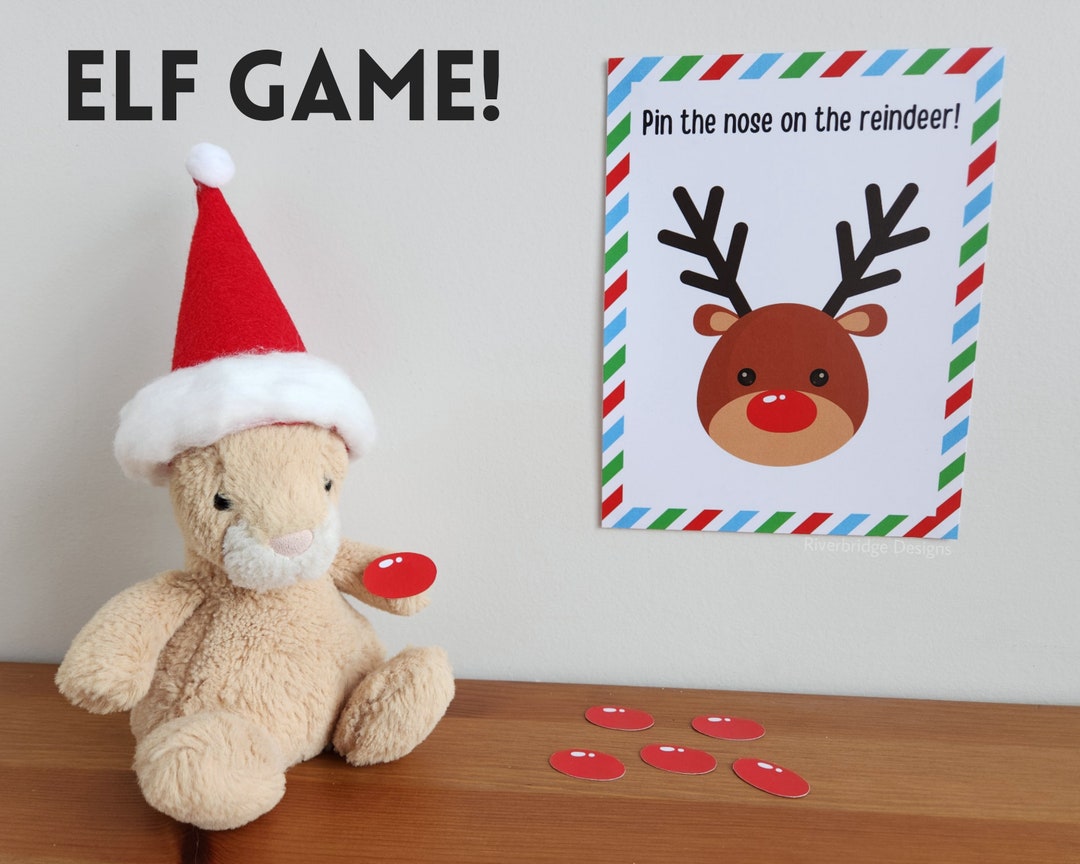 Elf Pin the Nose on the Reindeer | Christmas Elf Activity | Holiday Elf ...
