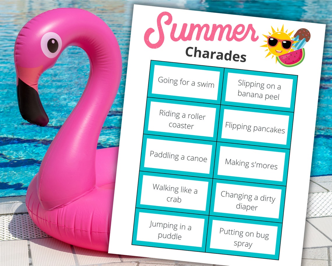 Summer Charades Printable Summer Game Summer Activity for - Etsy