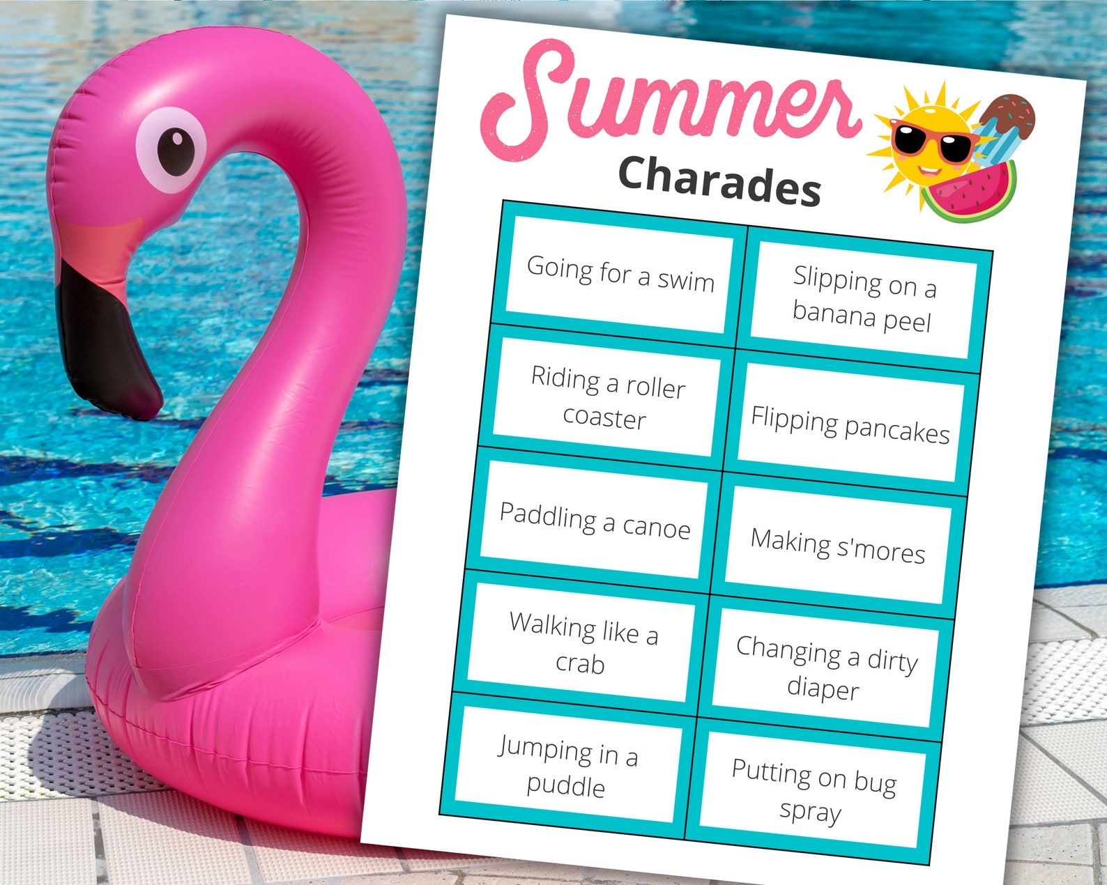 Summer Charades Printable Summer Game Summer Activity for Kids and ...