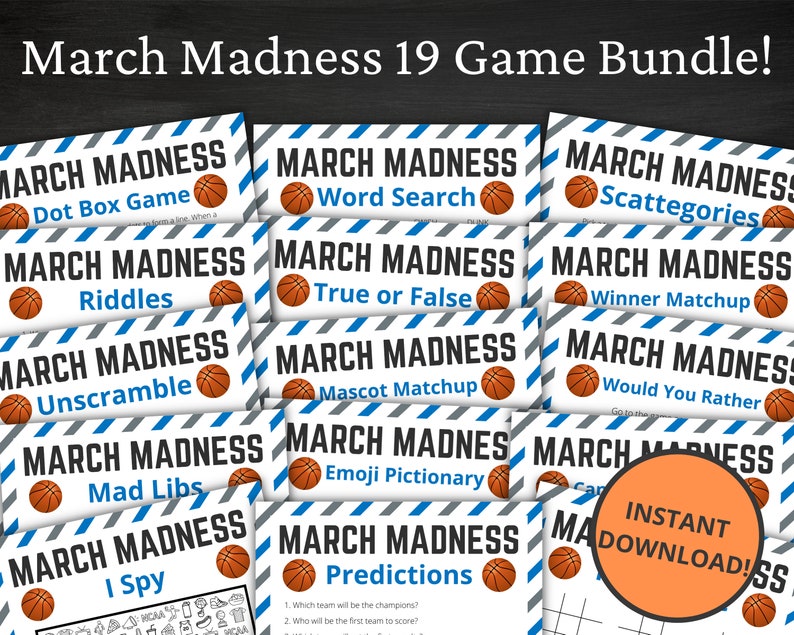 March Madness Game Bundle Printable Basketball Games for | Etsy