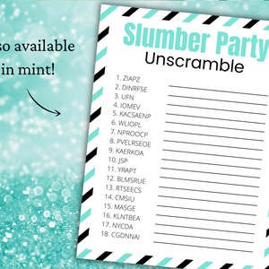 Slumber Party Unscramble Game | Sleepover Games for Kids and Teens ...