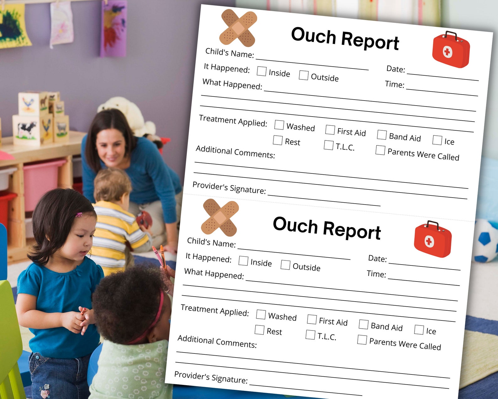 Ouch Report Daycare Incident Report Preschool Accident and Injury Form ...