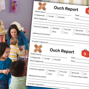 Ouch Report | Daycare Incident Report | Preschool Accident and Injury ...