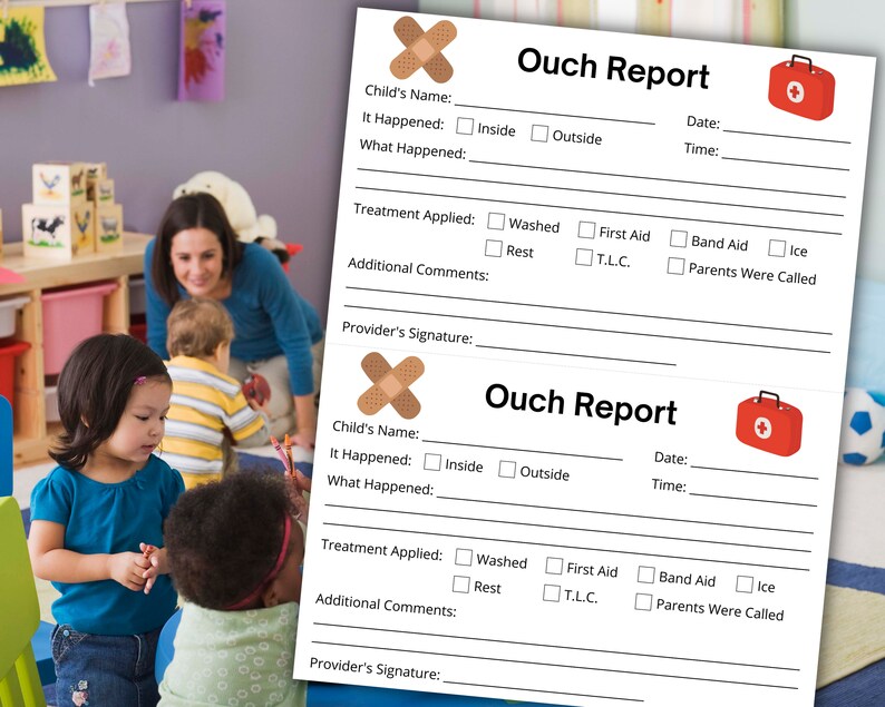 Ouch Report Daycare Incident Report Preschool Accident and - Etsy