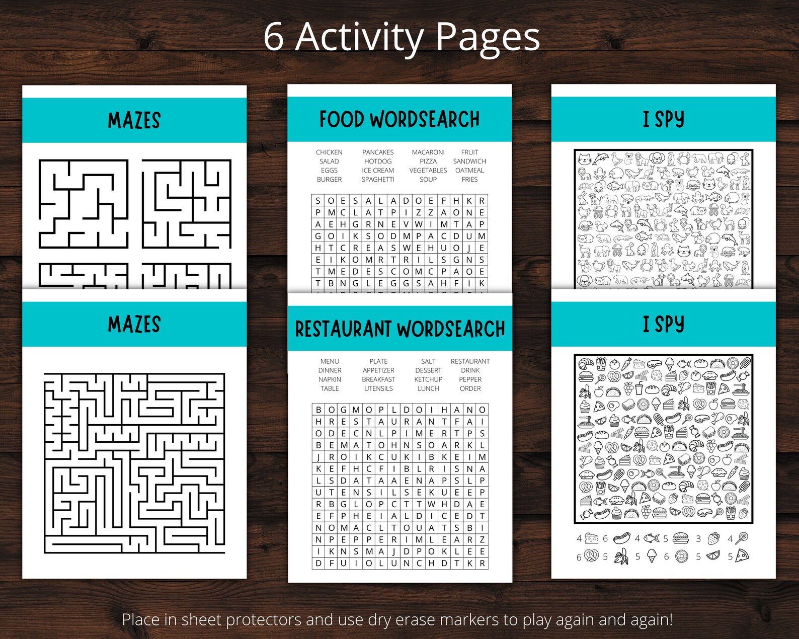 Restaurant Activity Bundle | Printable Activities for Families and Kids ...