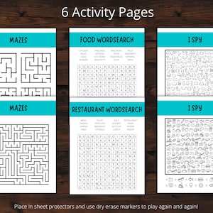 Restaurant Activity Bundle | Printable Activities for Families and Kids ...