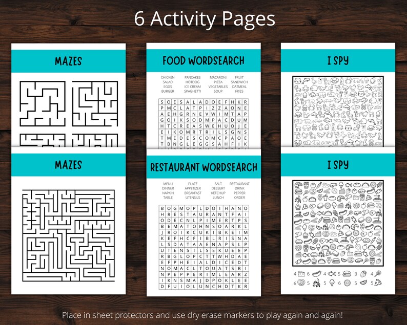Restaurant Activity Bundle | Printable Activities for Families and Kids ...