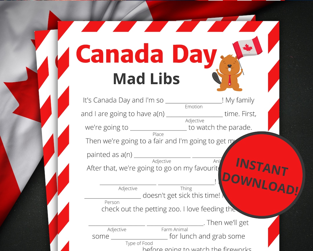 Canada Day Mad Libs | Printable Canada Day Game | Canada Day Activity ...