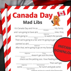 Canada Day Mad Libs | Printable Canada Day Game | Canada Day Activity ...