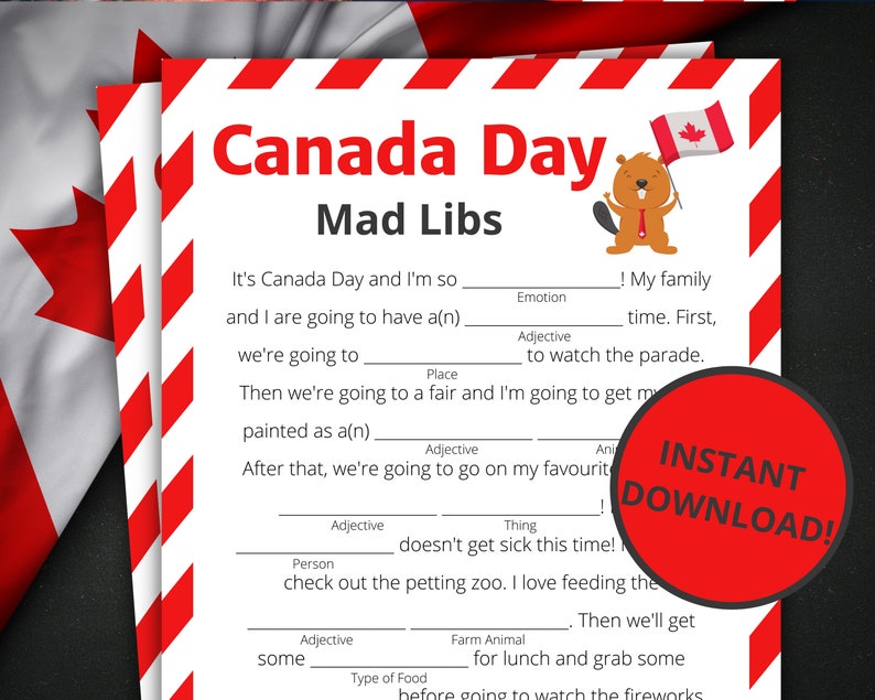 Canada Day Mad Libs | Printable Canada Day Game | Canada Day Activity ...