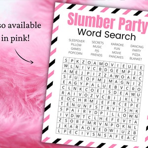 Slumber Party Word Search | Printable Sleepover Games for Kids and ...