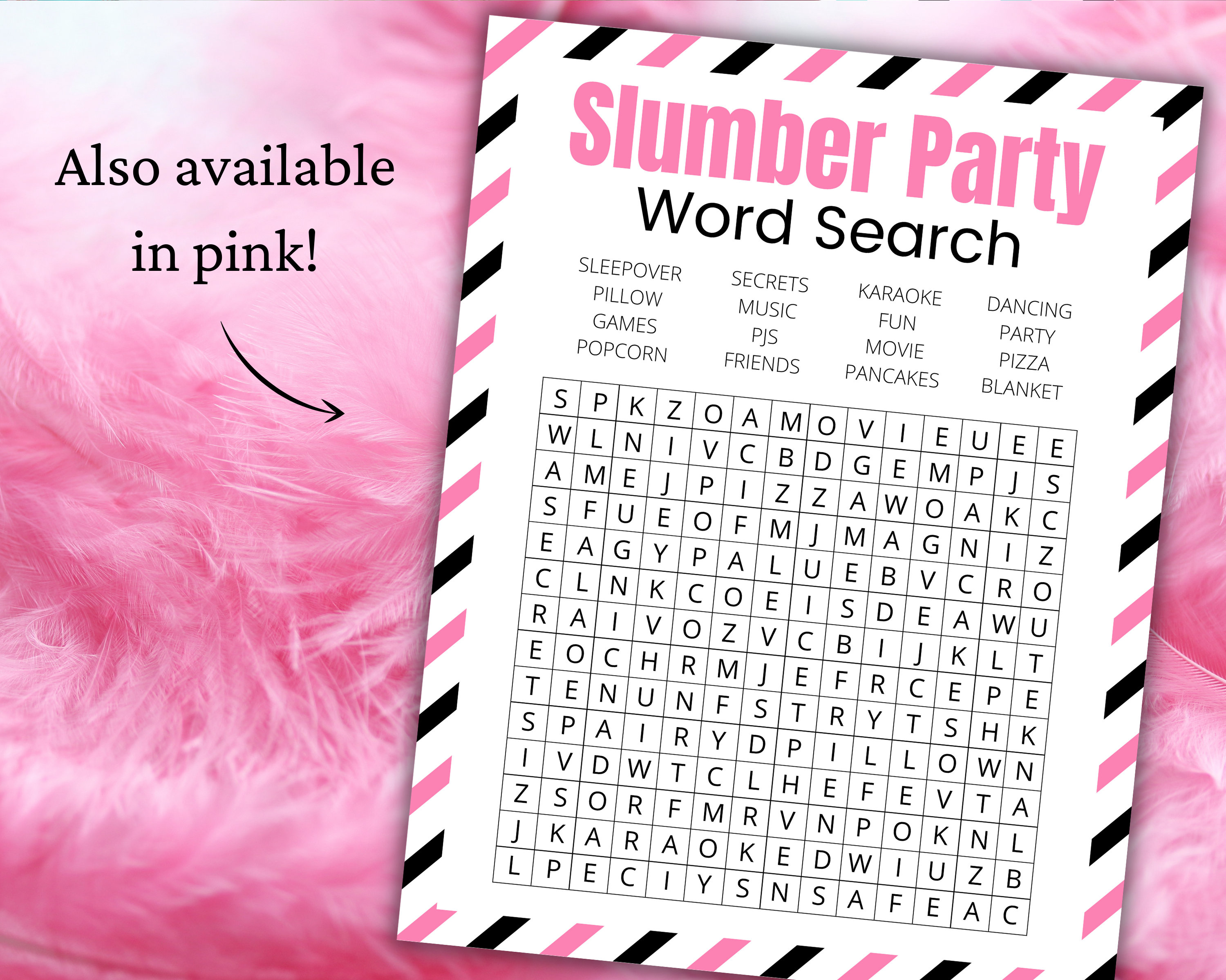 Slumber Party Word Search Printable Sleepover Games for Kids - Etsy