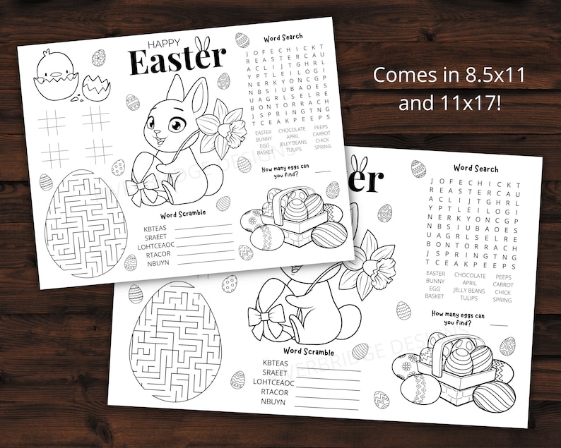 Easter Placemat Printable Easter Activities for Families and - Etsy