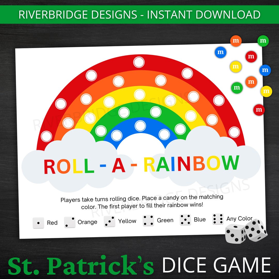 Roll A Rainbow Dice Game | Printable St. Patrick's Day Game | Spring ...