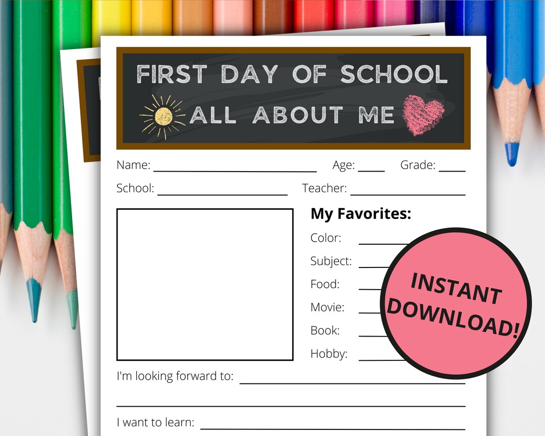 First Day of School Journal | First Day/last Day Questionnaire | Back ...