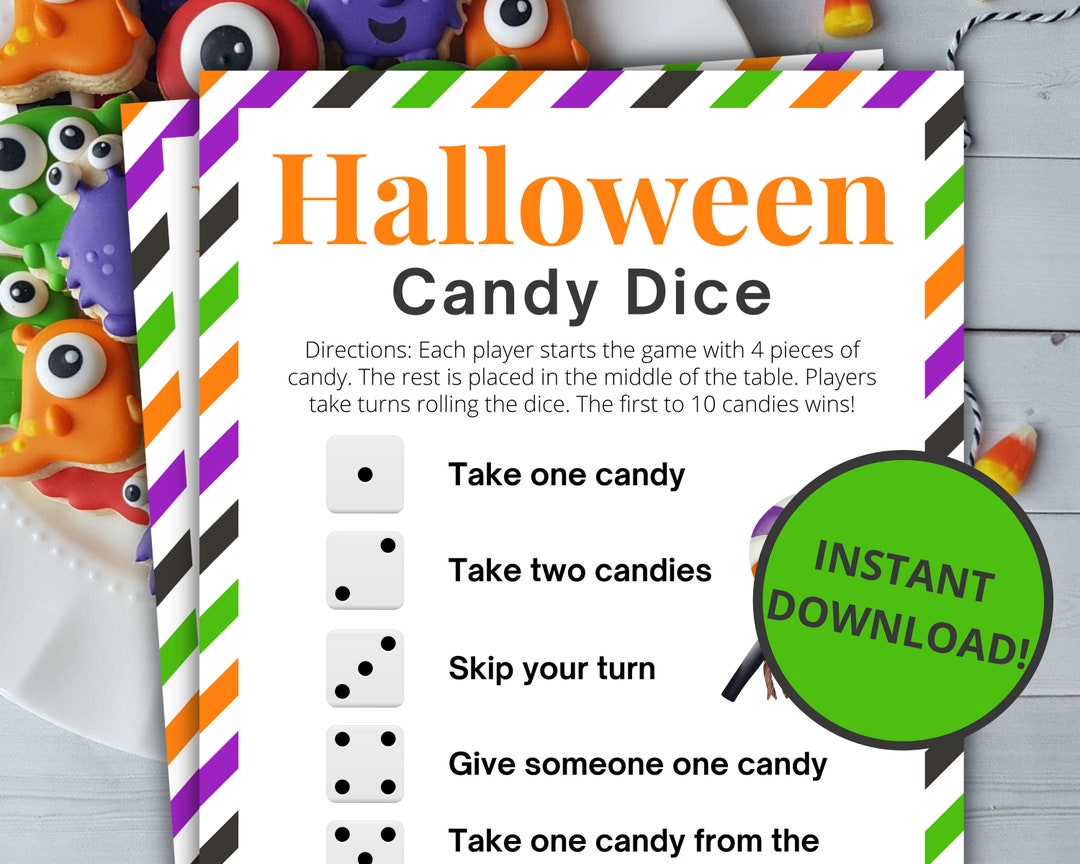 Halloween Candy Dice Game | Printable Halloween Game | Halloween ...